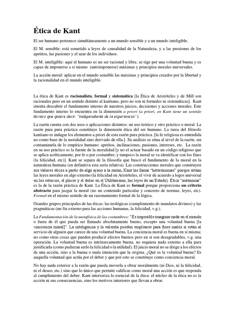 Ética de Kant | Moralidad | Immanuel Kant