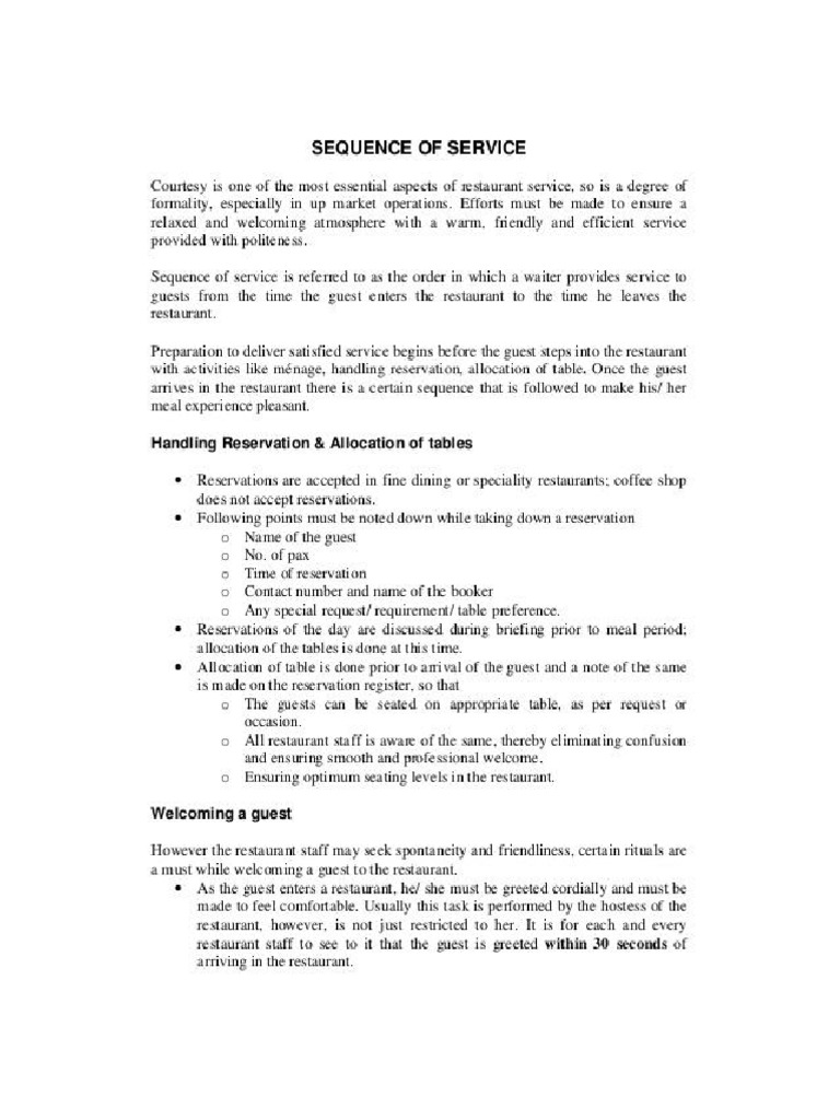 Sequence of Service | PDF