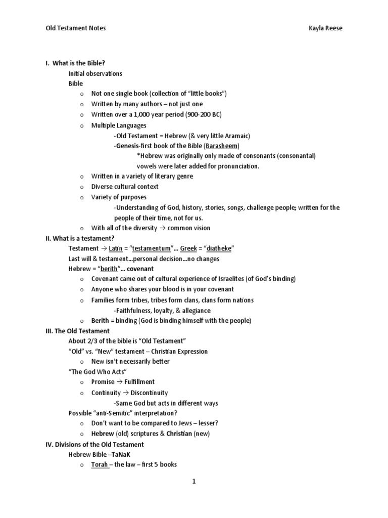 Old Testament Notes | PDF | Christian Media | Book Of Genesis