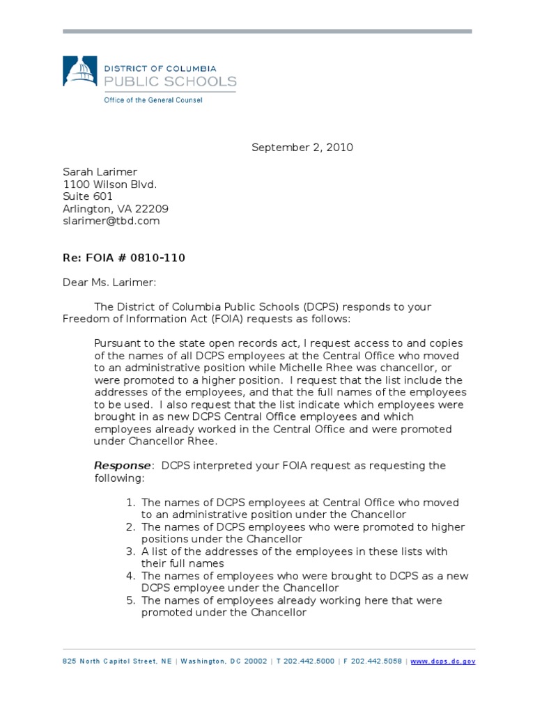 Sarah Larimer 0810-110 Revised | PDF | Freedom Of Information Act ...