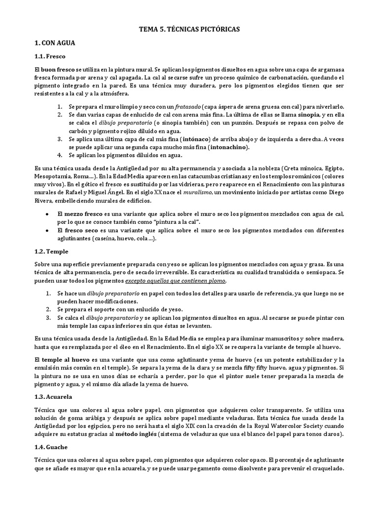 Tema 5. Técnicas Pictóricas | Descargar gratis PDF | Pintura al óleo ...