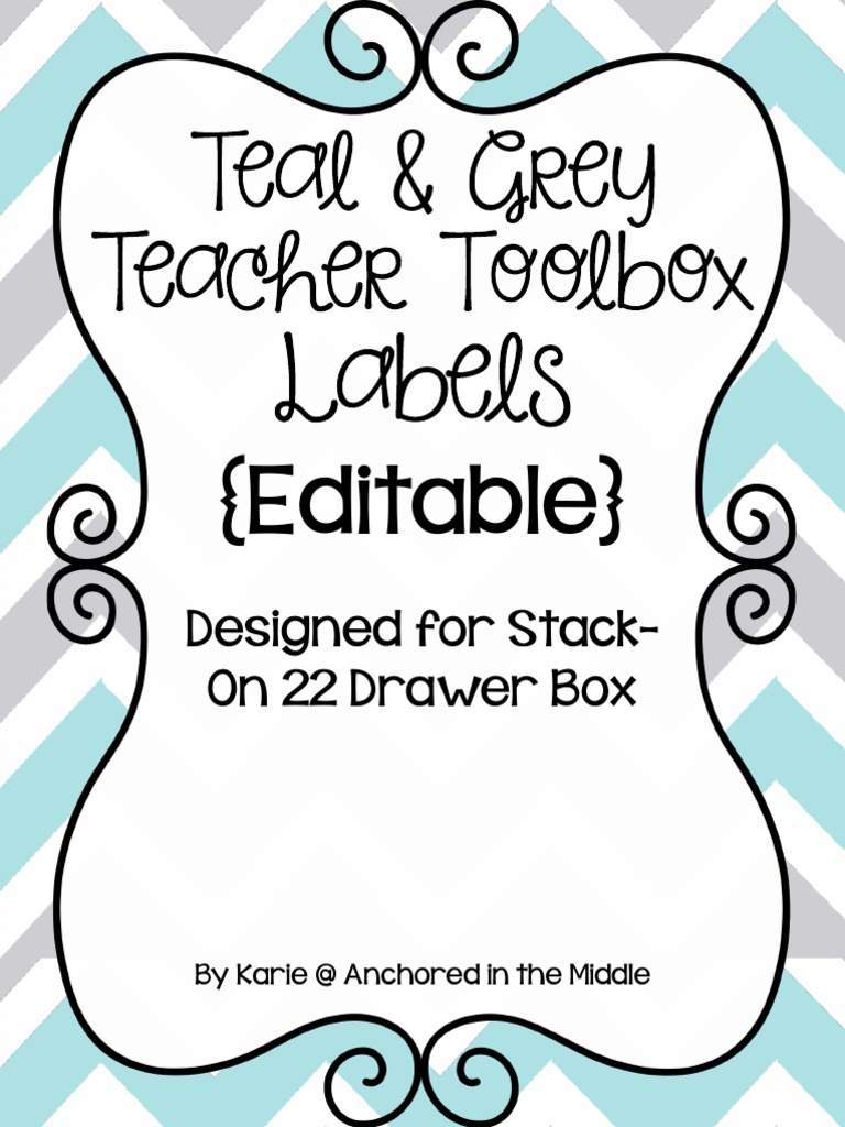 Teal & Grey Teacher Toolbox: Labels (Editable) | PDF