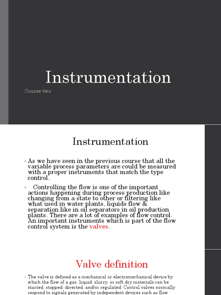 Instrumentation Course 2. | PDF | Valve | Instrumentation