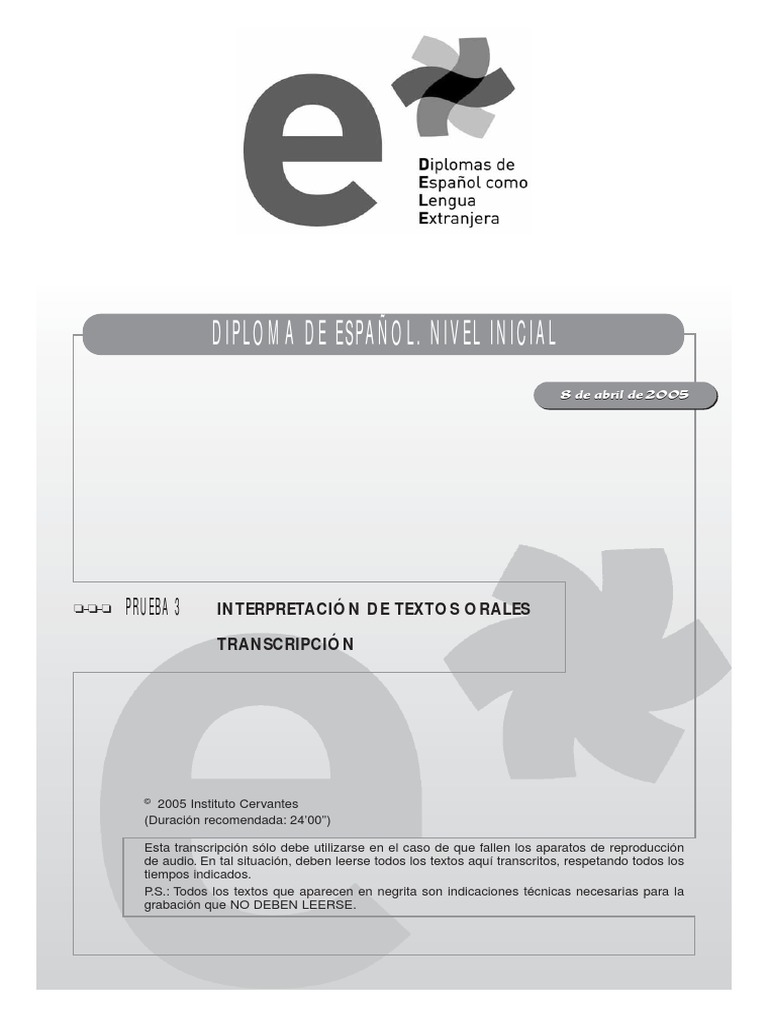 Transcripcion de La Prueba de Interpretacion de Textos Orale | PDF ...