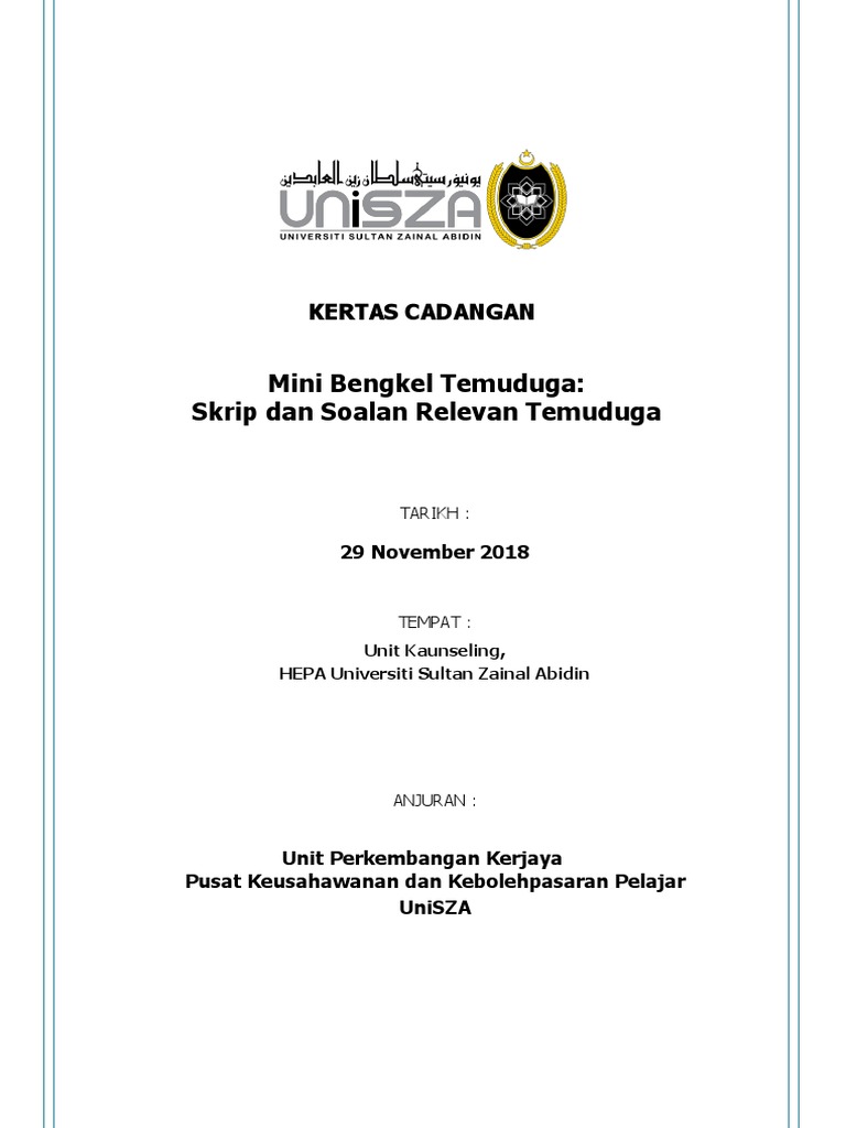 Kertas Cadangan Mini Bengkel Skrip Dan Soalan Temuduga | PDF