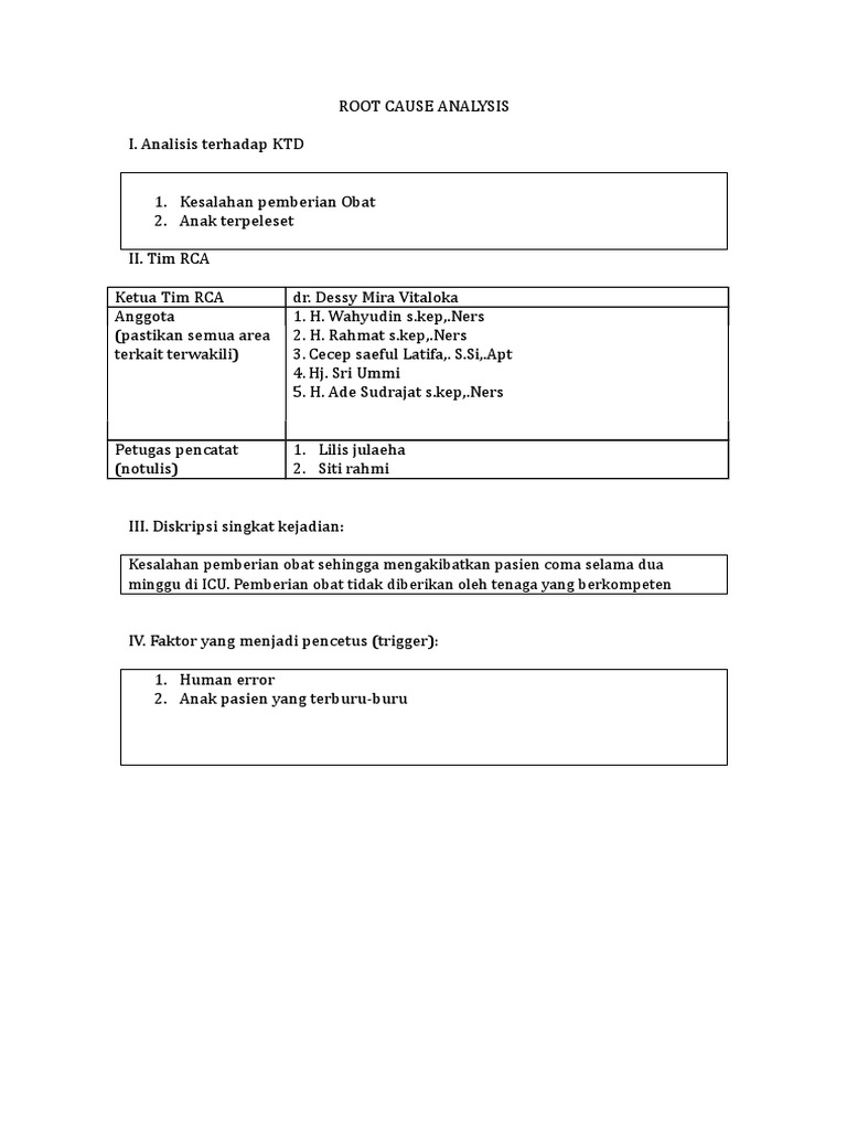 Contoh Fmea Rca | PDF