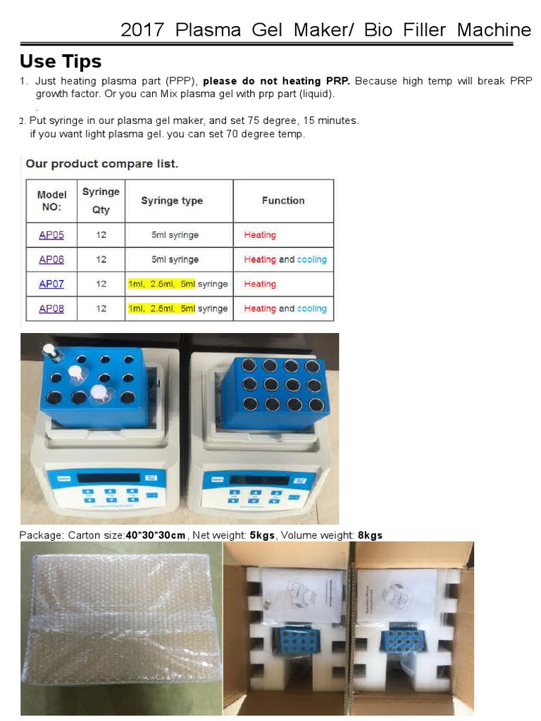 2017 Plasma Gel Maker Bio Filler Machine | PDF