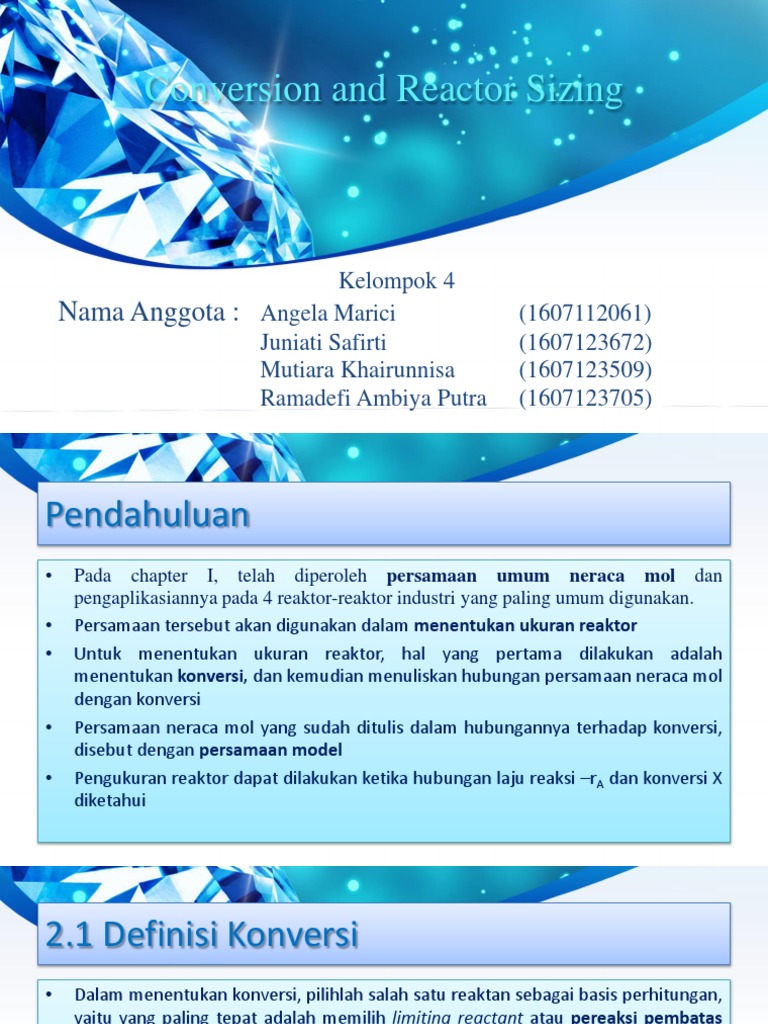 Conversion and Reactor Sizing | PDF