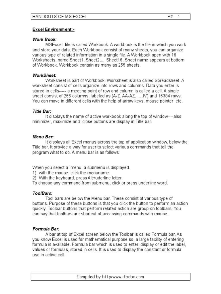 Work Book:: Excel Environment | PDF | Microsoft Excel | Median