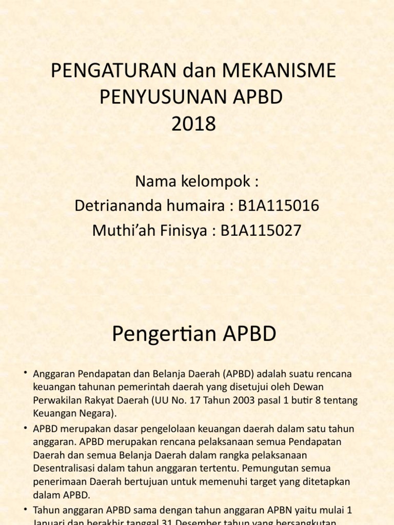 PENGATURAN Dan MEKANISME PENYUSUNAN APBD | PDF