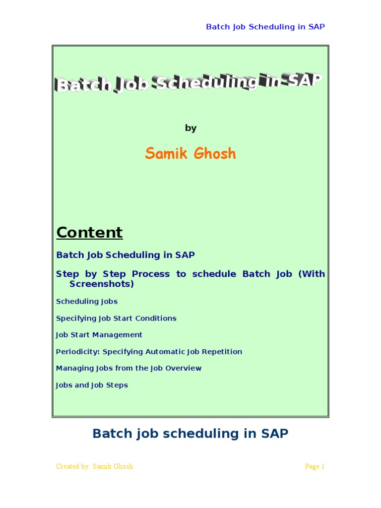 SAP Batch Job Scheduling Guide | PDF | Computer Program | Programming