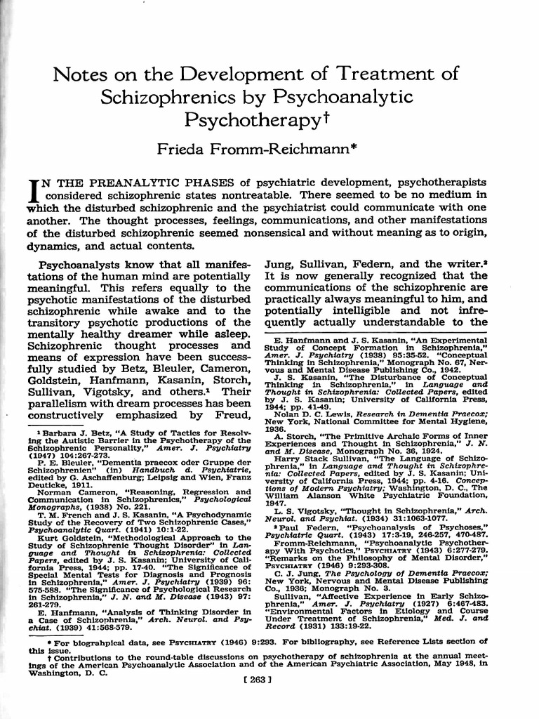 Frieda Fromm-Reichmann-Notes On The Development of Treatment of ...