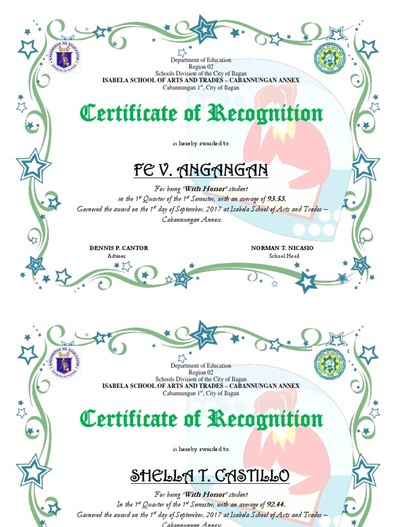 Certificate of Recognition | PDF
