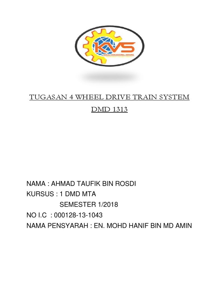 Tugasan 4 Wheel Drive Train System | PDF