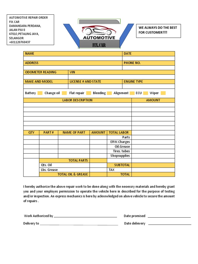 Fix Example Kertas Order | PDF | Wheeled Vehicles | Automotive Industry