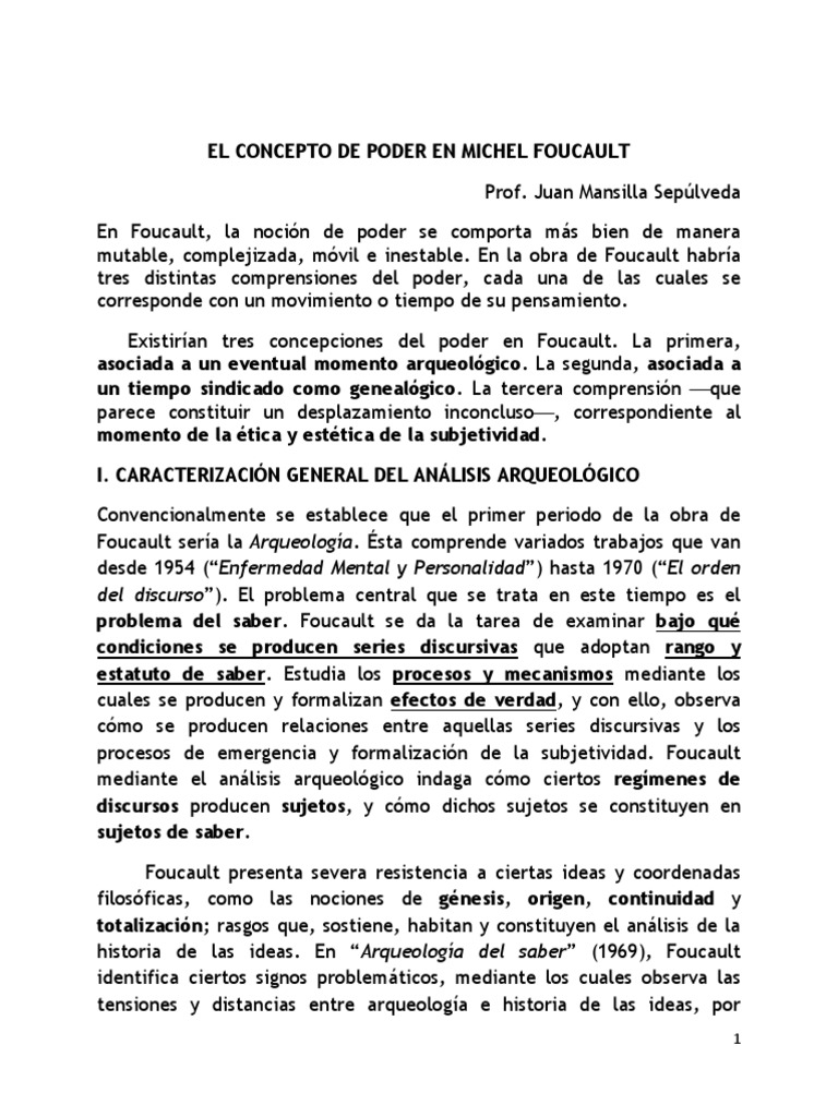 El Concepto de Poder en Michel Foucault | PDF | Michel Foucault | Poder (social y político)