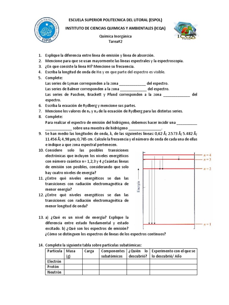 Tarea 1 | PDF | Línea espectral | Espectroscopia