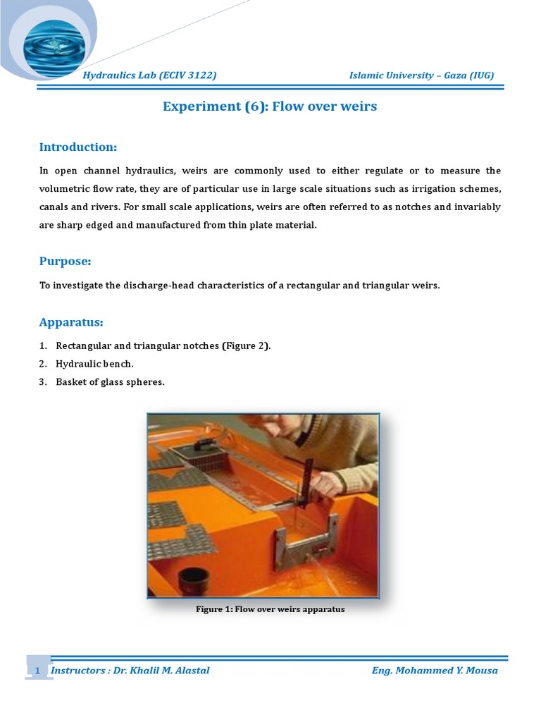 Weir Flow Measurement Experiment | PDF | Flow Measurement | Soft Matter
