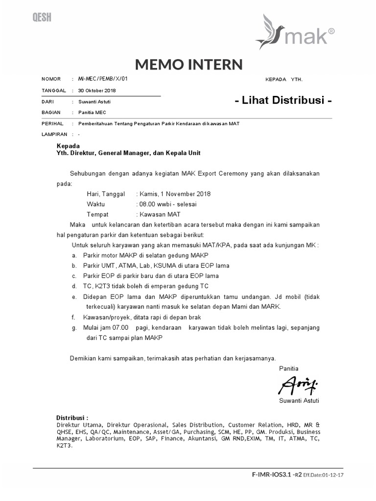 01 Memo Intern MEC | PDF