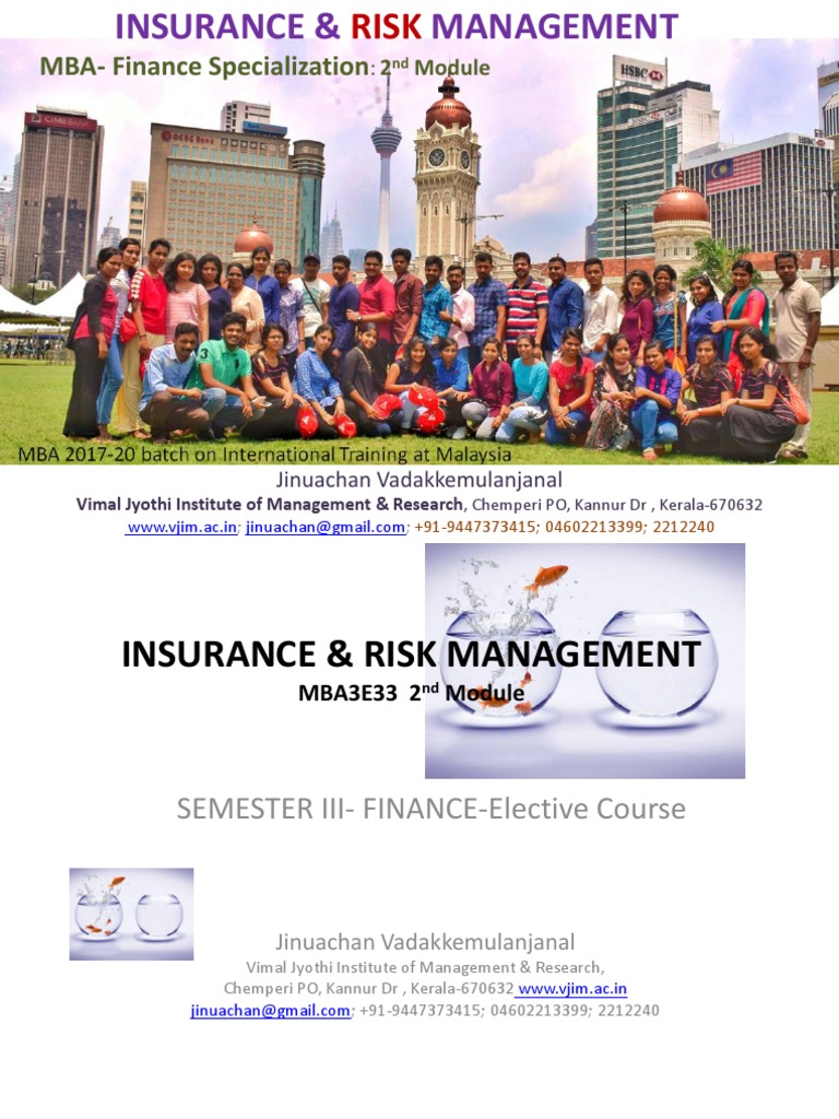 INSURANCE & RISK MANAGEMENT - Sem3 MBA IRM-Module 2 | PDF | Financial ...