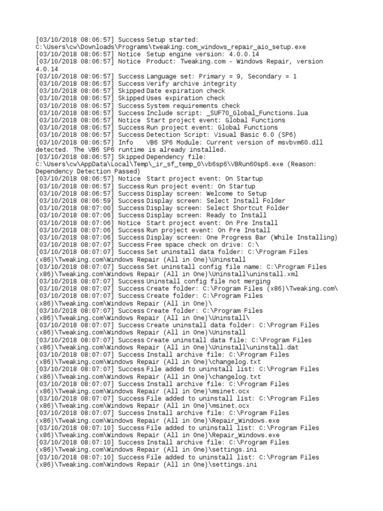 Windows Repair Setup Log | Download Free PDF | Computer File | Windows ...