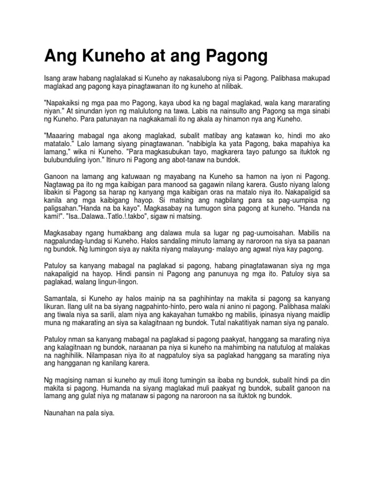 Ang Kuneho at Ang Pagong | PDF