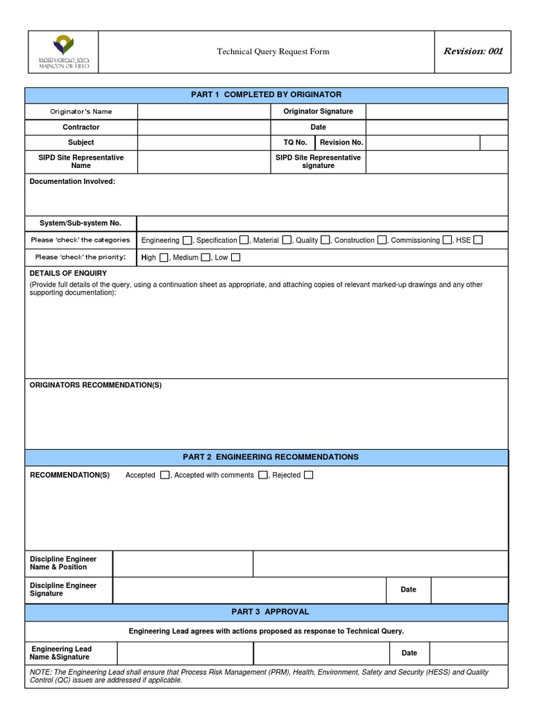 Revision: 001: Part 1 Completed by Originator | PDF | Request For ...