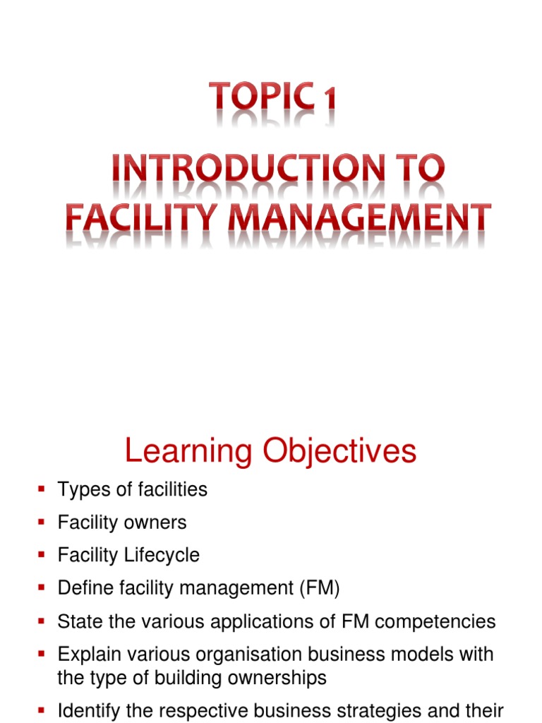 Topic 1 Introduction To Facility Management (2012) Stud-1 | PDF | Lease ...