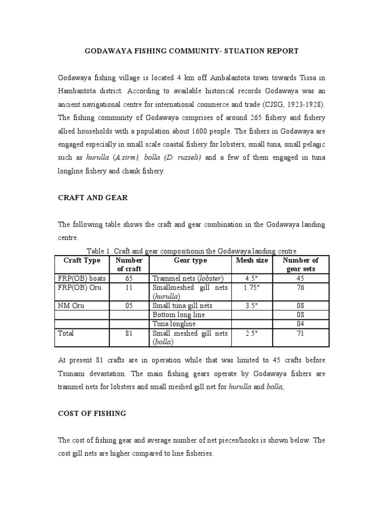 Godawaya Fishing Community | PDF | Tuna | Fish And Humans