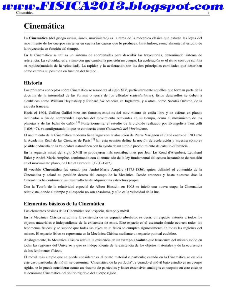 Cinematica PDF | PDF | Cinemática | Movimiento (física)