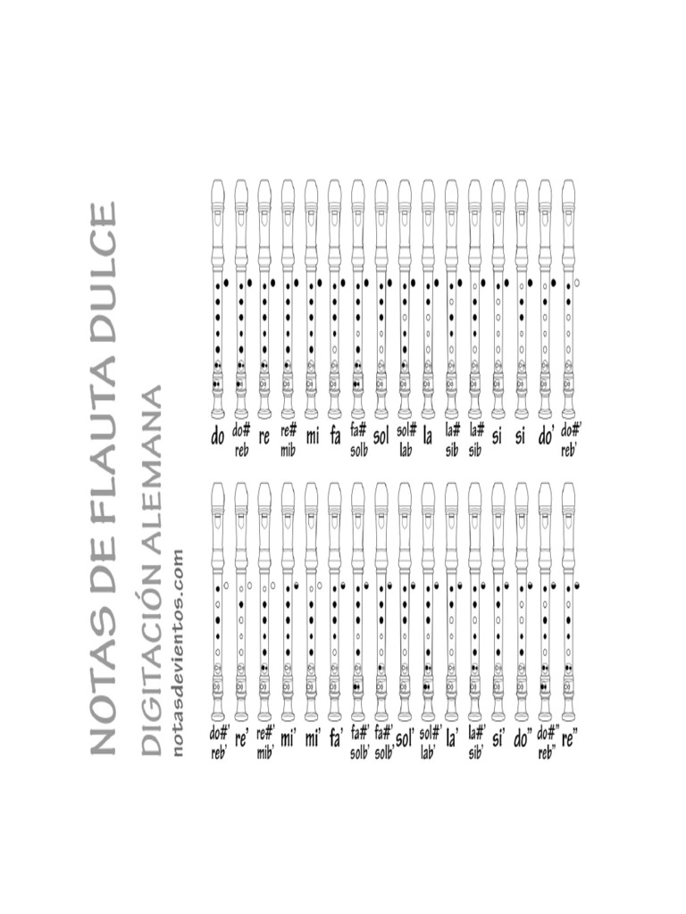 Notas de Flauta Dulce - Digitacion Alemana | PDF