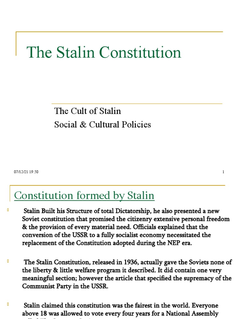 The Stalin Constitution 1 | PDF | Soviet Union | World Politics