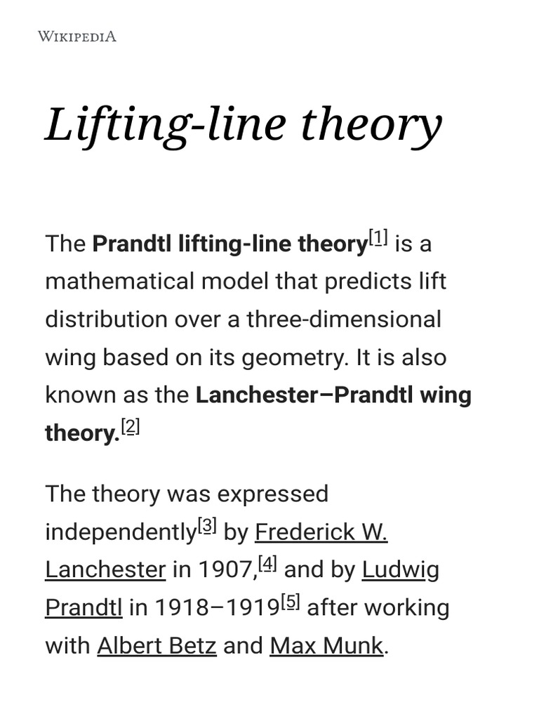 Lifting-Line Theory - Wikipedia | PDF | Lift (Force) | Fluid Mechanics