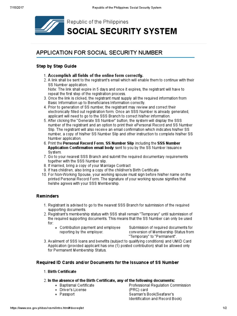 SSS Req | PDF | Identity Document | Government Information
