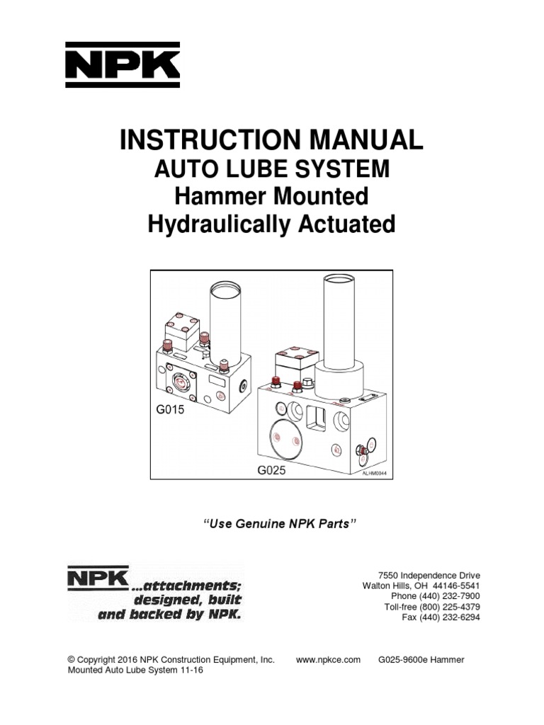 NPK Auto Lube System | PDF | Screw | Pump