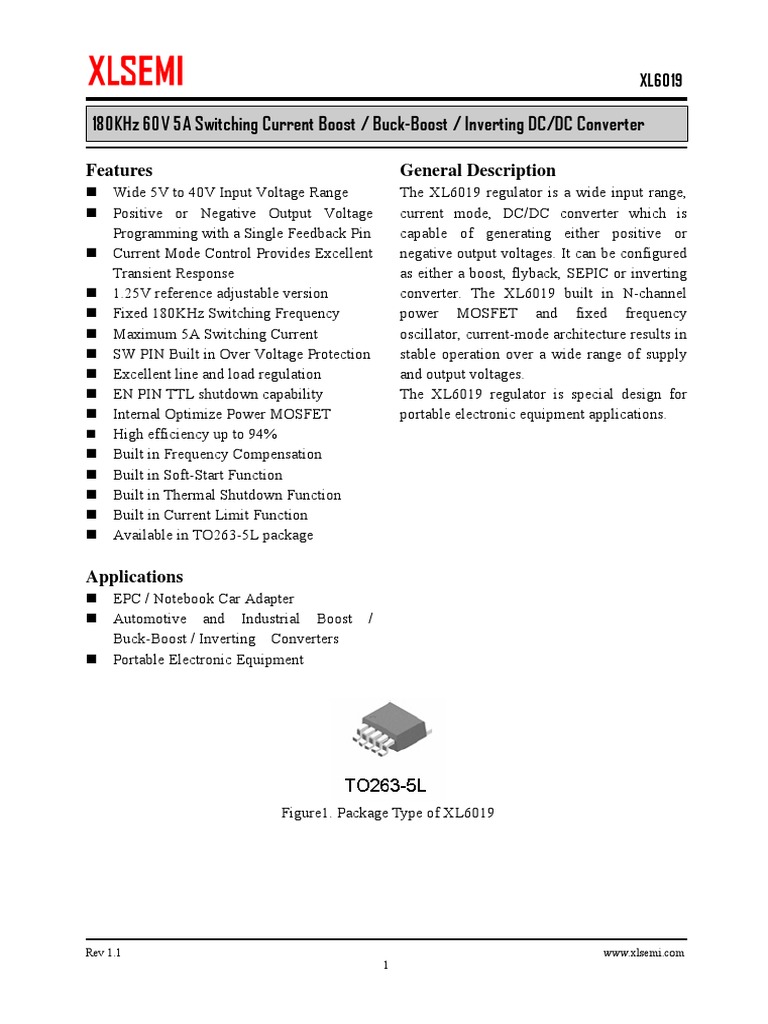 XL6019 Datasheet | PDF | Power Electronics | Physical Quantities