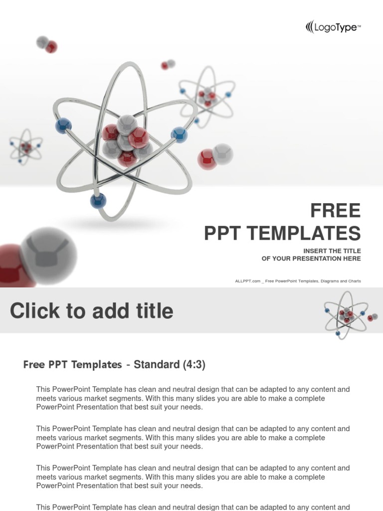 3D Atom Model PowerPoint Templates Standard | PDF