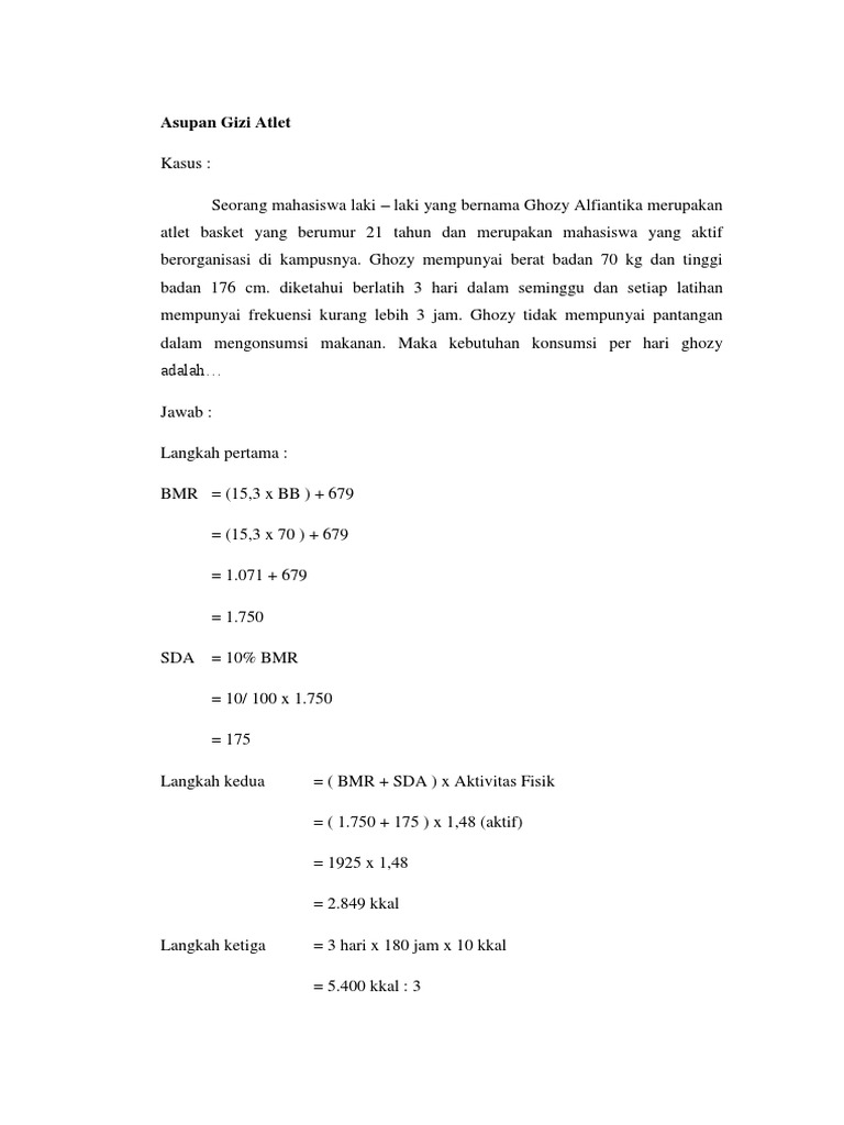 Asupan Gizi Atlet GHOZY | PDF