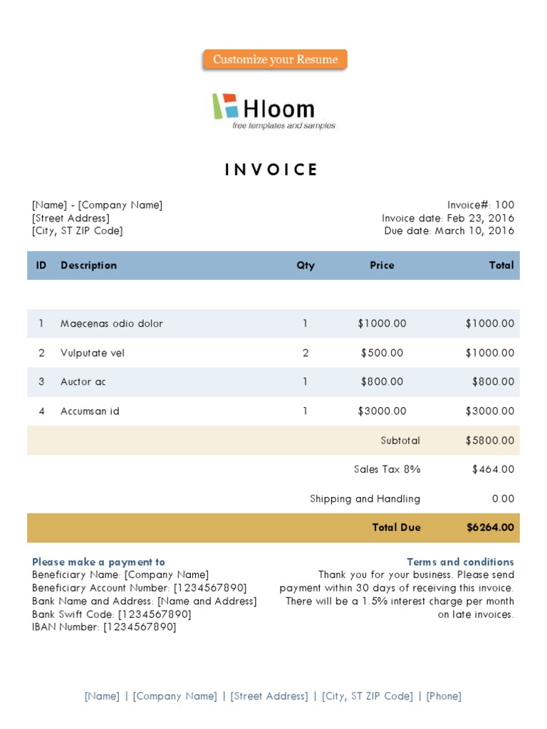 Invoice Sample | Invoice | Business