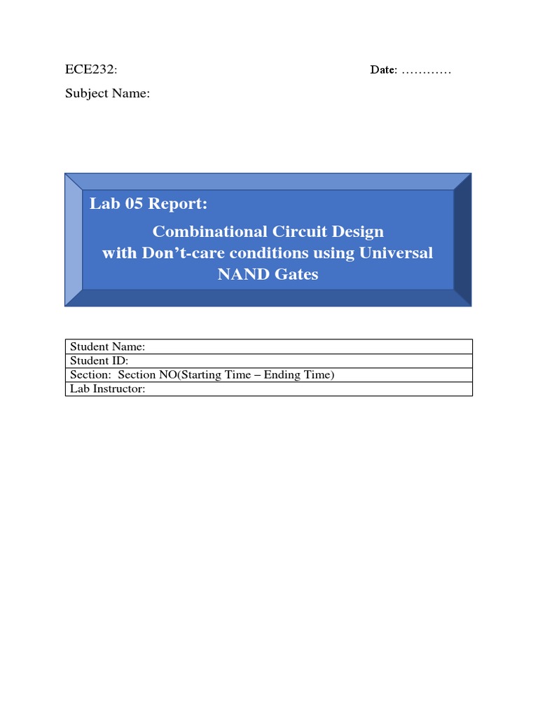 Lab 04 Report: Combinational Circuit Design With Altera Quartus CAD ...
