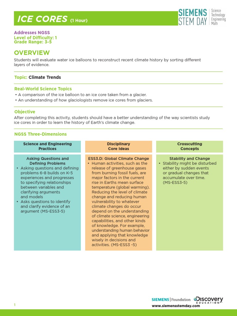 Activity Ice Cores | PDF | Climate Change | Climate