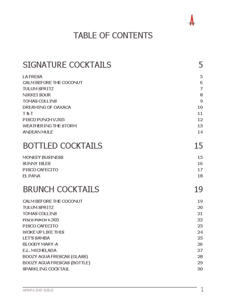 Amara Bar Book Recipe | PDF | Martini (Cocktail) | Drink