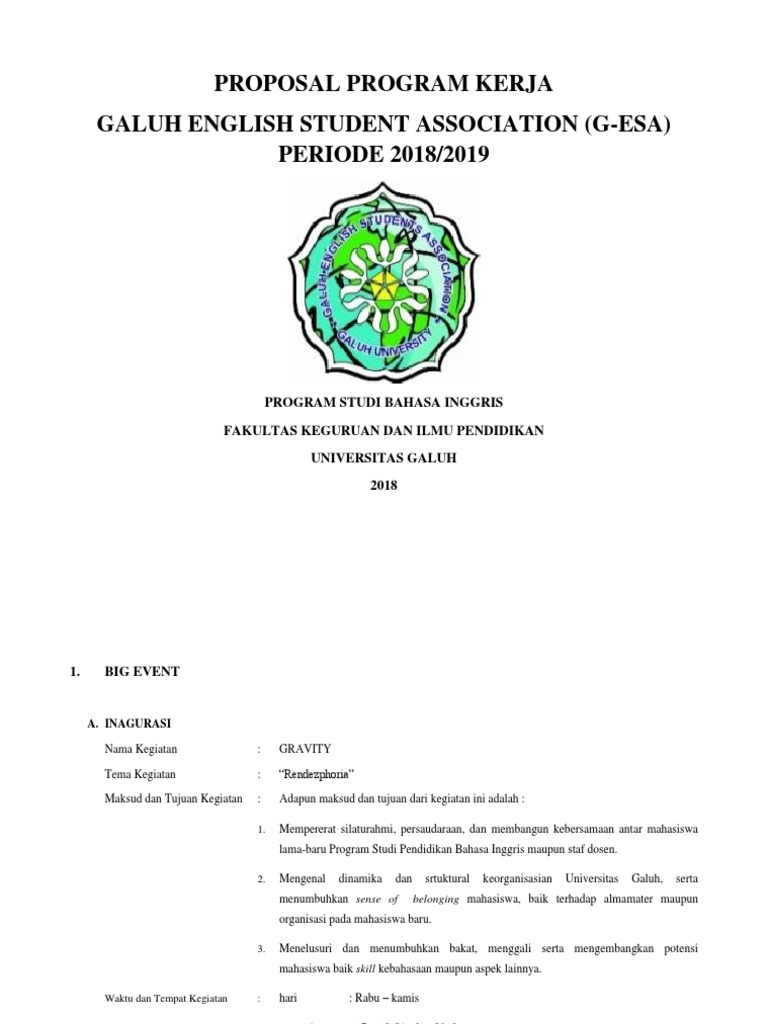 Contoh Proposal Program Kerja Himpunan | PDF