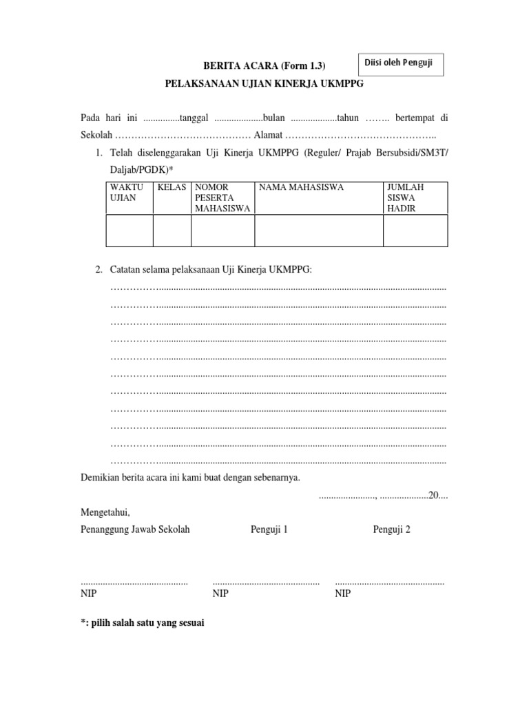 Form13 Bap Penguji Ukin | PDF