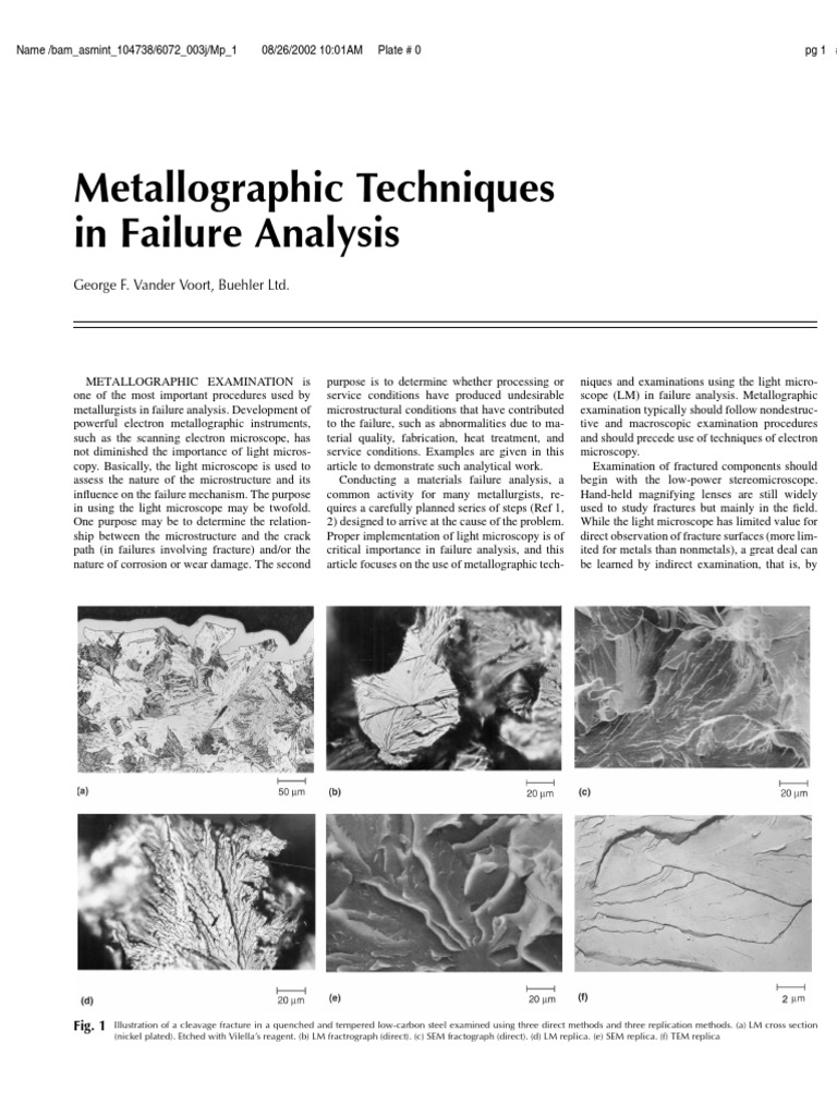 Metallography Failure Analysis | PDF | Fracture | Scanning Electron ...