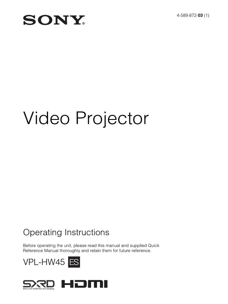 Video Projector SONY | PDF | Video | Menu (Computing)