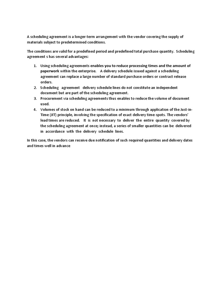 Scheduling Agreement | PDF | Procurement | Engineering Tolerance