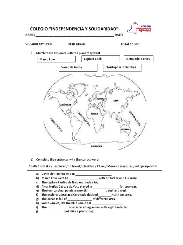 Vocabulary Exam for Fifth Grade | PDF
