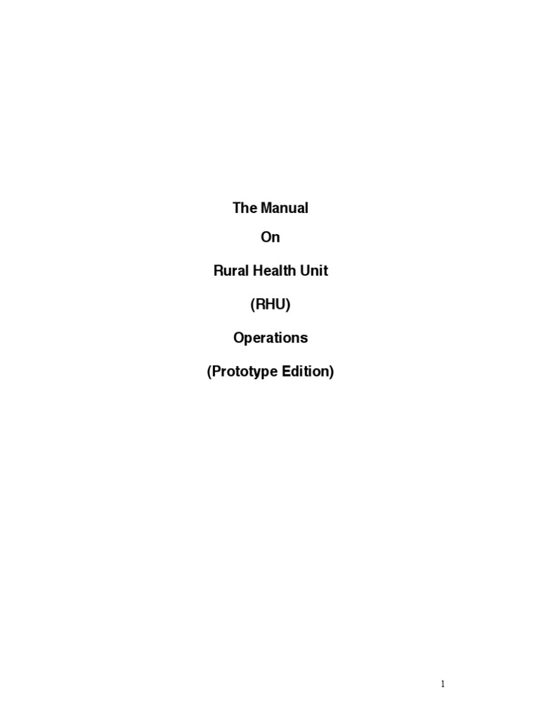 DOH RHU Field Manual | PDF | Preventive Healthcare | Health Care