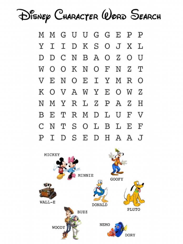 Disney Character Word Search | PDF